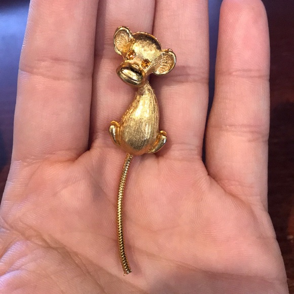 Jewelry | Vintage Monkey Pin With Gemstone Eyes | Poshmark